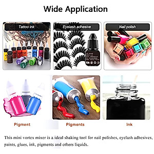 Mini Vortex Mixer Liquid Bottle Polish Shaking Nail Lacquer Shaker Lab Paint Mixer Air Brush Paint Mixer Pigment Shaker Ink Mixer for Paint, Pigment, Gel Polish and Eyelash Adhesive(7000 RPM)