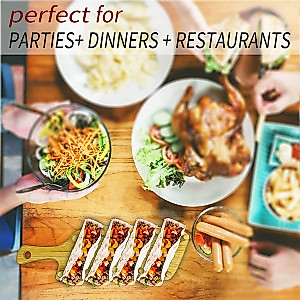 YYRZZ Taco Holders Stand, Natural Bamboo Taco Plates Rack Holds 8 Soft or Hard Shell, Wooden Taco Tray for a Party, Tortillas, Burritos, Home, Parties (2)