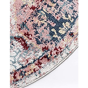 Unique Loom Sumter Collection Area Rug - Aiken (8' x 10' Oval, Pink/Blue)