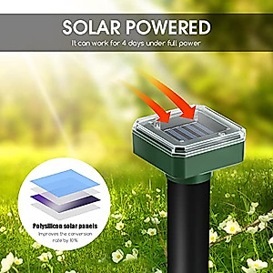 8 Pack Mole Repellent Solar Powered Solar Mole Repellent Ultrasonic Vole Groundhog Repellent Outdoor Waterproof Sonic Repellent Spikes Drive Away Burrowing Animals from Lawns and Yard