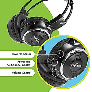 RP Accessories IR-2008B Infrared Wireless Headphones, 2-Channel Folding Universal Rear Entertainment System IR Headphone for Car TV and DVD Player Audio