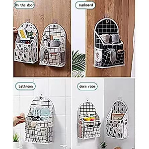 Recreation Wall Hanging Storage Bag Waterproof Over The Door Closet Organizer Hanging Pocket Linen Cotton Organizer Box Containers for Bedroom Bathroom kitchen office (1) (JJ33568)