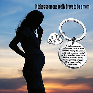 AKTAP Mama To Be Gift New Mom Keychain Pregnancy Announcement Gift It Takes Someone Really Brave To Be A Mom