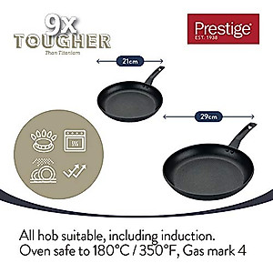 PRESTIGE 9 x Tougher Frying Pan Set Non Stick - Induction Frying Pan Set of 2, 21/29cm with Scratch Resistant Non Stick, Stay Cool Easy Grip Handles, Oven & Dishwasher Safe Cookware