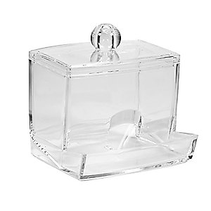 AYNEFY Cotton Swabs Storage, Cotton Swab Contain Box Portable Home Cosmetic Case Q-tip Storage Cotton Pad Swab Box Organizer for Bathroom and Bedroom 3.5inch x 3inch x 3.5inch