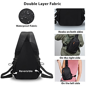 sunmeg Sling Bag Crossbody Bag Shoulder Bag Multipurpose Chest Bag Sling Backpack for Men & Women, Outdoor Travel Backpacks Hiking Daypack with USB Charging Port (Black)