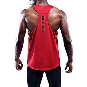 NELEUS Men's Workout Running Tank Top Sleeveless Gym Athletic Shirts Pack of 3,5080,Blue/Red/Yellow,S