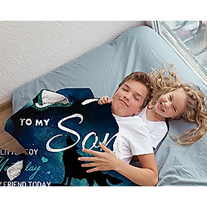 Son Gifts from Mom, Son Blanket 60"x50", Birthday Gifts for Son, Best Gifts Ideas for Grown Son , Bonus Son Gifts for Men Valentines Anniversary Fathers Day Christmas, to My Son Throw Blankets
