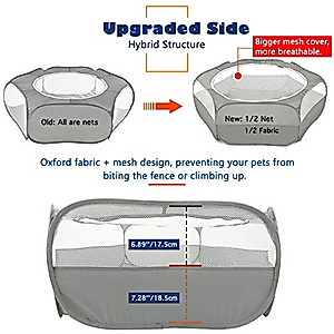 VavoPaw Small Animals Playpen, Waterproof Breathable Indoor Pet Cage Tent with Zipper Cover, Portable Outdoor Exercise Yard Fence for Kitten Hamster Bunny Squirrel Guinea Pig Hedgehog, Gray