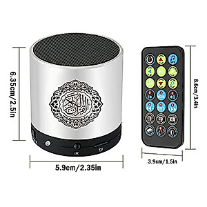 Hitopin Digital Quran Speaker FM Radio Silver Color with Remote Control Over 18Reciters and15 Translations Available Quality Qur'an Player Arabic English French, Urdu etc Mp3