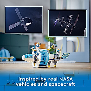 LEGO City Lunar Space Station, 60349 NASA Inspired Building Toy, Model Set with Docking Capsule, Labs and 5 Astronaut Minifigures