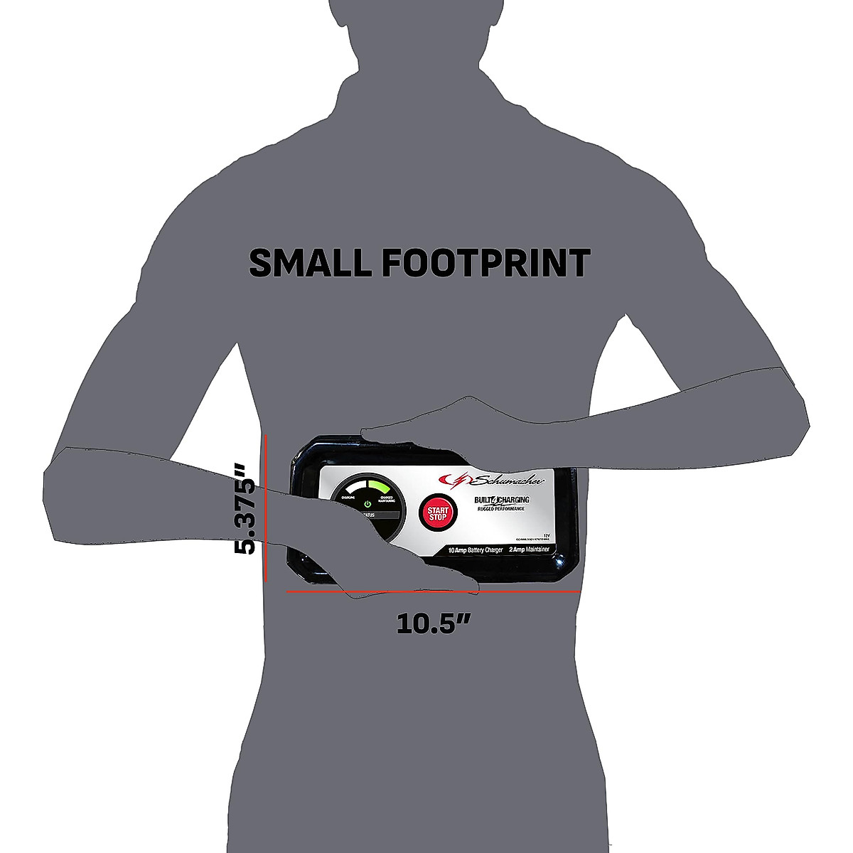 Schumacher Electric SC1282 Fully Automatic Battery Charger and Maintainer for Motorcycles, Power Sports, Lawn Tractors, Cars, SUVs, and Boats, 10 Amps, 12 Volt, Black, 1 Unit
