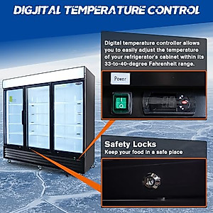 Durable Commercial Freezer with Triple Glass Door, 70 cu. ft. Large Capacity Freezer for Restaurant, Minimart, Bakery, Coffee Shop, 81" W x 34" L x 83" H