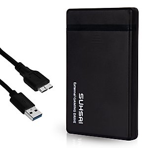 Suhsai External Hard Disk for Gaming, USB 3.0 Portable HDD Storage & Backup Drive for Laptop, Desktop, Playstation Xbox Game - Suitable with Windows, Mac, Game Console, PS4, PS5 (320GB - Black)