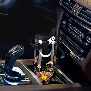 Unyopsa Mushroom Tumbler with Handle 30oz Vacuum Insulated Mushroom Cup with Lid and Straw Mushroom Gifts for Women Men