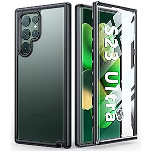 FNTCASE Samsung Galaxy S23-Ultra: Drop-Proof, Shockproof TPU Hybrid Slim Case with Screen Protector - Black