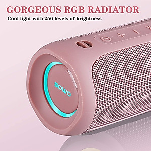 Portable Speaker, Wireless Bluetooth Speaker, IPX7 Waterproof, 25W Loud Stereo Sound, Bassboom Technology, TWS Pairing,16H Playtime, Speaker with Lights for Home Outdoor - Black+Pink