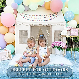 Large Kids Play Tent with Windows, Tassels, Star Light & Padded Mat Kids Tent Playhouse for Kids Indoor & Outdoor Bed Tent for Toddler Toys for Boys Girls Neutral Play Room Furniture, Beige