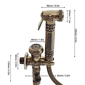 NDNCZDHC Bidet Sprayer G1/2 Female Male Thread Toilet Sprayer with Angle Valve Single Handle 6.6ft Range Antique Copper Bidet Attachment for Toilet