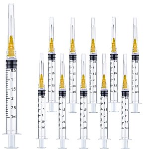 3cc 3ml with 25 Gauge 5/8 Inch, Sterile Lab Utensils Scientific Research, Industrial Dispensing or Liquid Measuring - Pack of 50