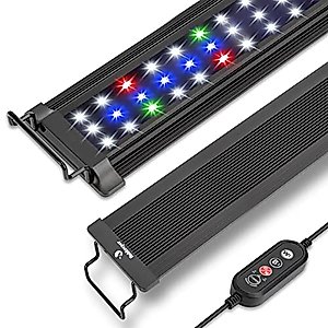 fishkeeper 22W LED Aquarium Light Full Spectrum Planted Fish Tank Light, 10 Levels of Brightness Adjustable 24/7 Mode with Timer Aluminum Alloy Shell Extendable Brackets for 18-24 inch