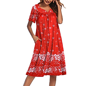 Ekouaer Women's House Dress with Pockets, Christmas Print, Small