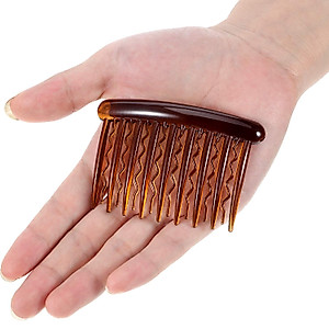 Gejoy 12 Pieces Plastic Teeth Hair Combs Tortoise Side Comb Hair Accessories(Black, Dark Brown)