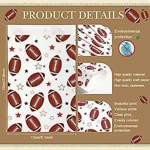 Pasimy 100 Pcs Football Treat Bags Football Candy Bags Football Goodie Cookie Bags Self Adhesive Kraft Paper Football Snack Bags Football Gift Bags for Football Party Favor Bags Supplies Decor