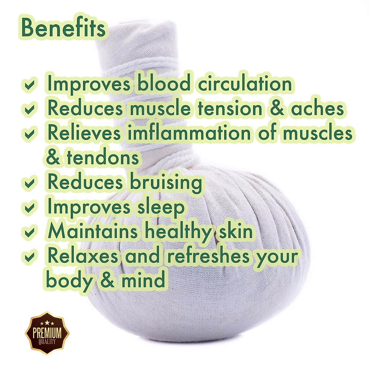 Pack of 12 Large Thai Spa Herbal Massage Compress Ball Warm Hot Therapy LUK Pra KOB 200 g.