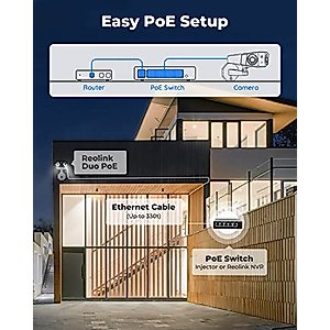 REOLINK PoE Security Camera Outdoor System, IP Camera with Dual-Lens 150° Filed of View, Smart Human/Vehicle Detection, 4MP/2K Color Night Vision, Two-Way Talk, Duo PoE