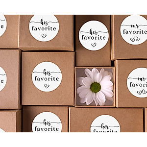 His Her Our Favorite Stickers Wedding Treat Bag Favor for Guests Labels 2-inch 120-count 6 Sheets Bride and Groom Favorite Candy Stickers