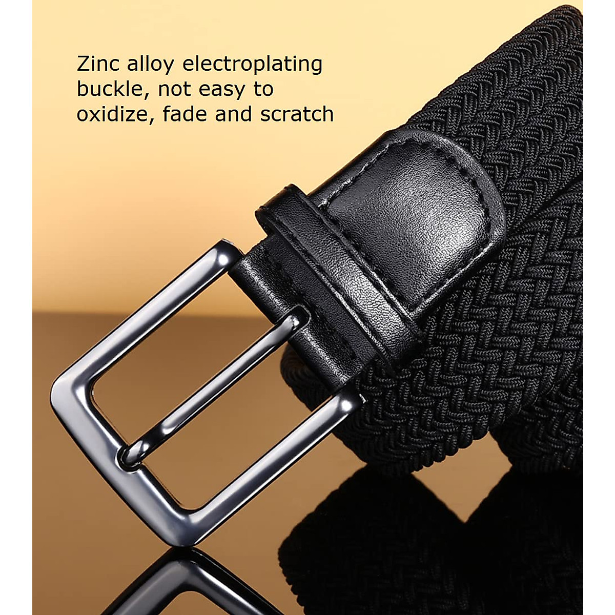 Loveliome Mens Golf Belt, Casual Belts for Men Jeans Adjustable Braided Web Belt, 45 Inches, Grey and Khaki