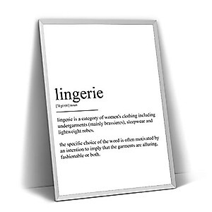 Lingerie Definition Print - Bedroom Decor Poster Wall Art Quote Typography Home - Frame Not Included