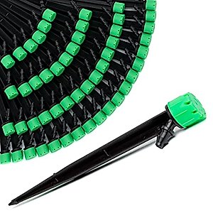 CARPATHEN Drip Irrigation Emitters Spray - 50 pcs Drip Sprinkler Head for 1/4 inch Drip Irrigation Tubing, 360 Degree Adjustable Drip Emitters Sprayer for Garden Irrigation System, Lawn, Flower Beds