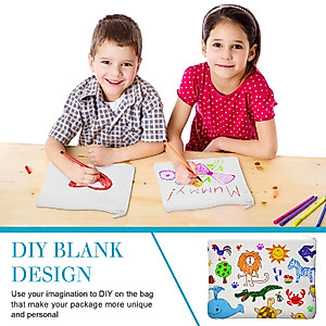 Frienda 50 Pieces Sublimation Blank Canvas Makeup Bags Bulk Blank DIY Heat Transfer Cosmetic Makeup Bags Canvas Pen Case Pencil Bags Clear Sublimation Blank Pouch with Zipper (White,9 x 6.89 Inch)