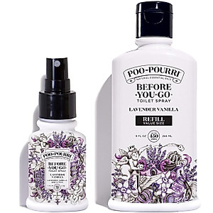Poo-Pourri Lavender Vanilla 9-Ounce Refill Bottle and 1.4-Ounce Refillable Bottle Lavender Vanilla