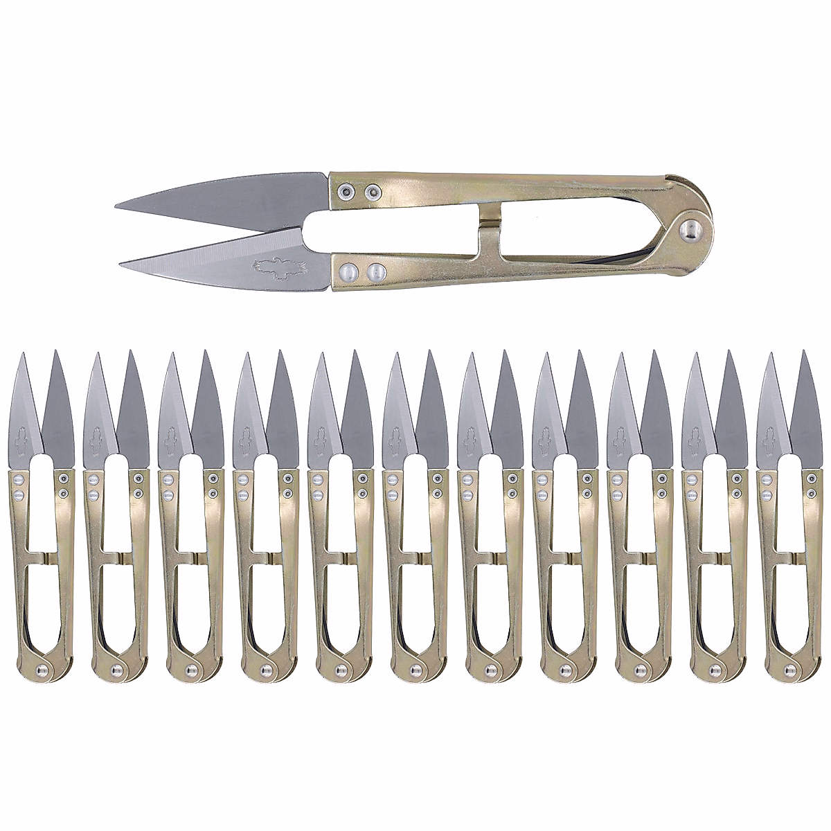 Golden Eagle Double Sharp Quick-Clip Lightweight Thread Clippers Trimming Scissors & Thread Snips (12pc All Metal)