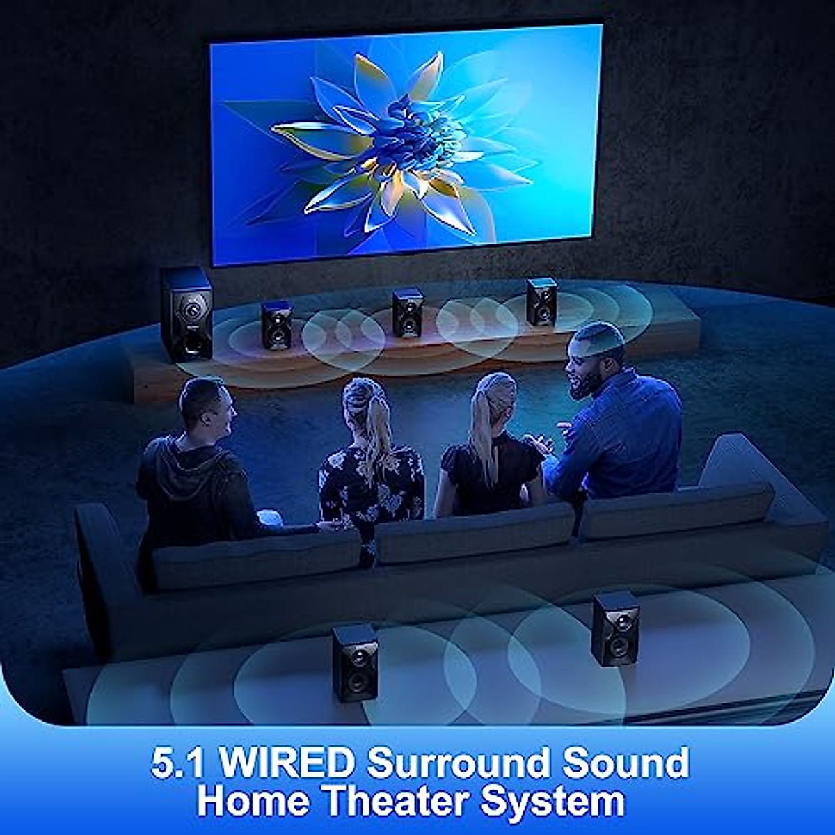 Bobtot Surround Sound Speakers Home Theater Systems - 700 Watts Peak Power 5.1/2.1Wired Stereo Speaker System 5.25" Subwoofer Strong Bass with Bluetooth HDMI ARC Optical Input