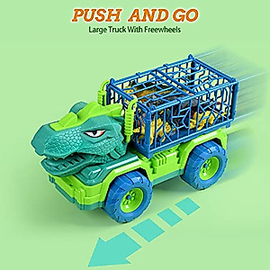 EPPO Dinosaur Truck Playset Toys for Kids 3-5, Large Tyrannosaurus Vehicle with 8 Jurassic Dinosaurs, Activity Play Mat, Dinosaur Eggs, Carrier Car Toys for 3 4 5 6 + Years Old Boys Girls Kids Gifts