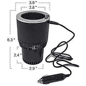BFYCHYC Premium 2-in-1 Car Cup Warmer Cooler Smart Car Cup Mug Holder | Perfect Car Tumbler Holder for Commuter / Road Tripper Present (Black and Silver), HEB-01