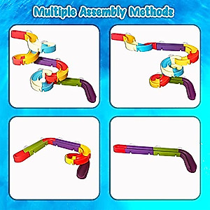 Bath Toys for Kids Ages 4-8, Wall Bathtub Toy Slide for Toddlers 3 4 5 6 Years, Baby Bath Toys with Wind-Up Duck, 35 PCS Slide Shower Tracks Water Toys Gifts for Boys Girls