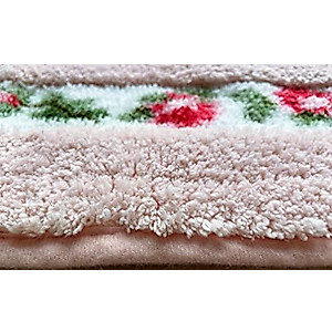LZSOMPK Pretty Rose Flower Area Rugs Bedroom Rugs Bathroom Rugs Bath Mat Super Soft Kitchen Mat Living Room Carpets 17.7 x 47 inches (Pink)