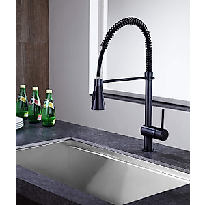 ANZZI Carriage Modern Single Hole Kitchen Faucet, Single Handle Oil Rubbed Bronze Kitchen Faucet, Commercial Stainless Steel Kitchen Bar Pull Out Kitchen Sink Faucet, KF-AZ211ORB