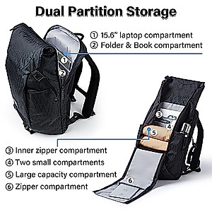 Hanke multifunctional carry on travel backpack Fits 15.6 inch latpot，Lightweight hiking backpack for women & men，Waterproof Friendly Durable Rucksack Weekender Bag Daypack.(Graphite Black)