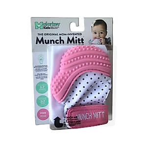 Malarkey Kids Baby Teething Mitten, Munch Mitt Baby Chew Toy - Protects Hands from Chewing & Saliva, Heals Aching Gums, Promotes Sound & Visual Stimulation for Babies Up to 1-Year-Old (Night Forest)