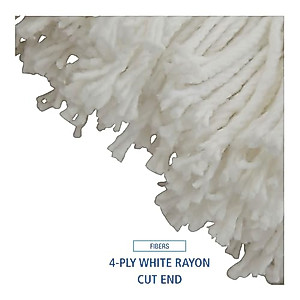 Boardwalk Cut-End Lie-Flat Wet Mop Head, Rayon, 16oz, White, 12/Carton