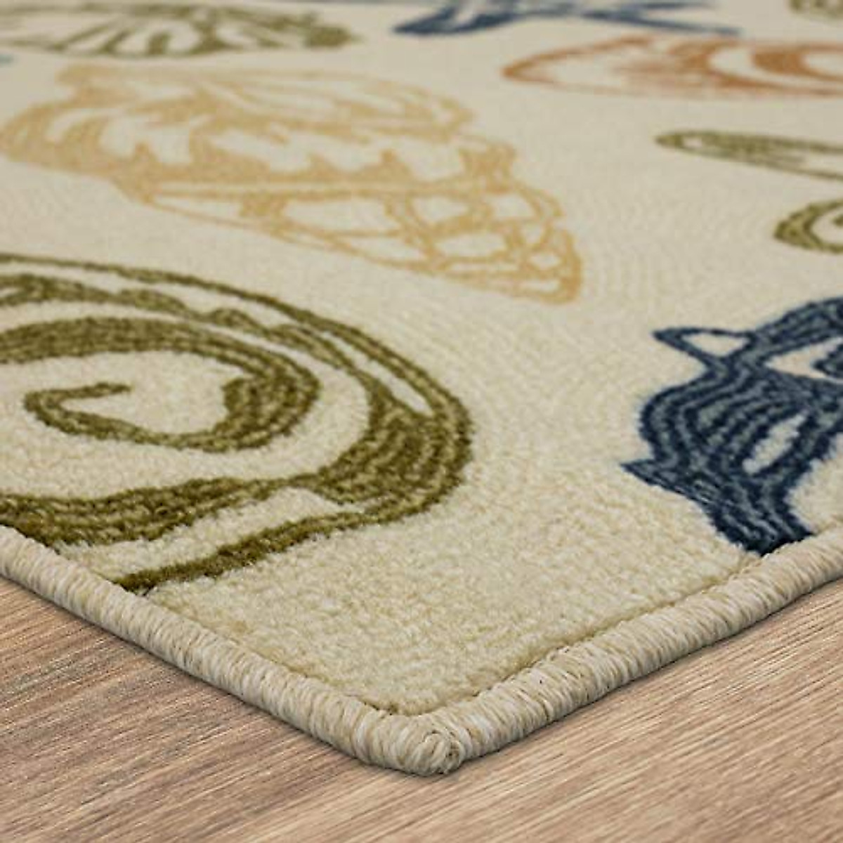 Mohawk Home Nautical Seaside Area Rug ,Tan Shells (5' X 8')