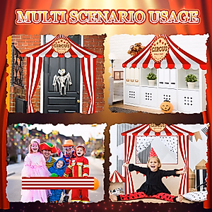 Preboun 3 Pcs Circus Tent Decorations Circus Carnival Party Decorations Classroom Party Banner Supply Red and White Striped Pennant Banner for Circus Theme Graduation Celebration Party Carnival