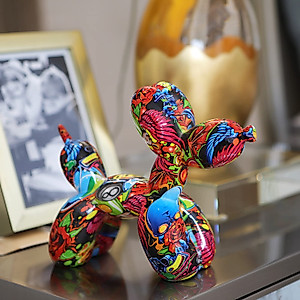 FLJZCZM Balloon Dog Sculptures Animal Statues Home Decor Collectible Figurines Indoor Outdoor Garden Decorative Funny Craft Christmas Birthday for Office (Red)