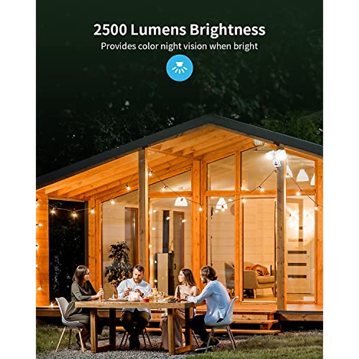 ZJX 2500 Lumens Floodlight Camera Outdoor, Security Cam with Motion-Activated Light, Motion Detection and Siren Alarm, Waterproof（White） (White), Round (FC-01)